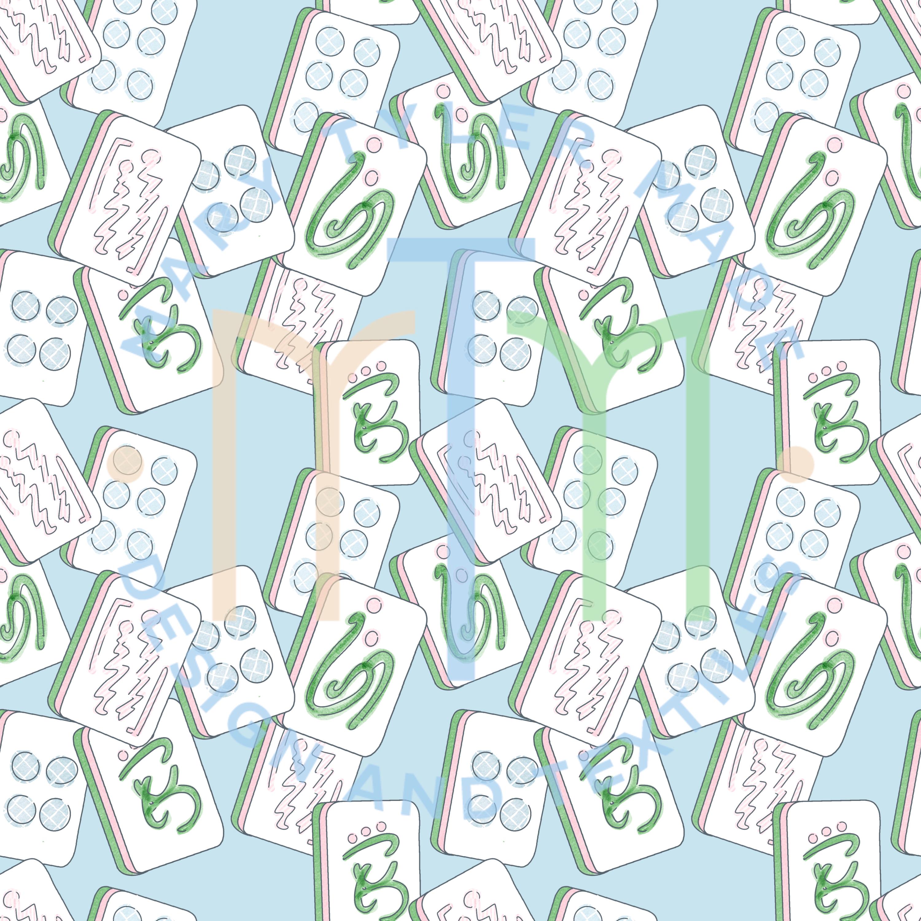 Watercolor Mahjong Tiles Seamless Design- Instant Download - Etsy