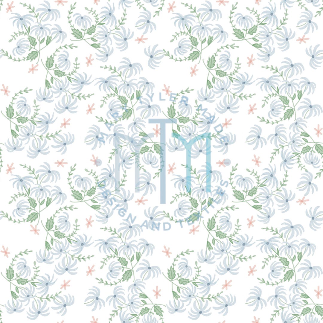 Lazy Blue Flowers Seamless Design- Instant Download - Etsy