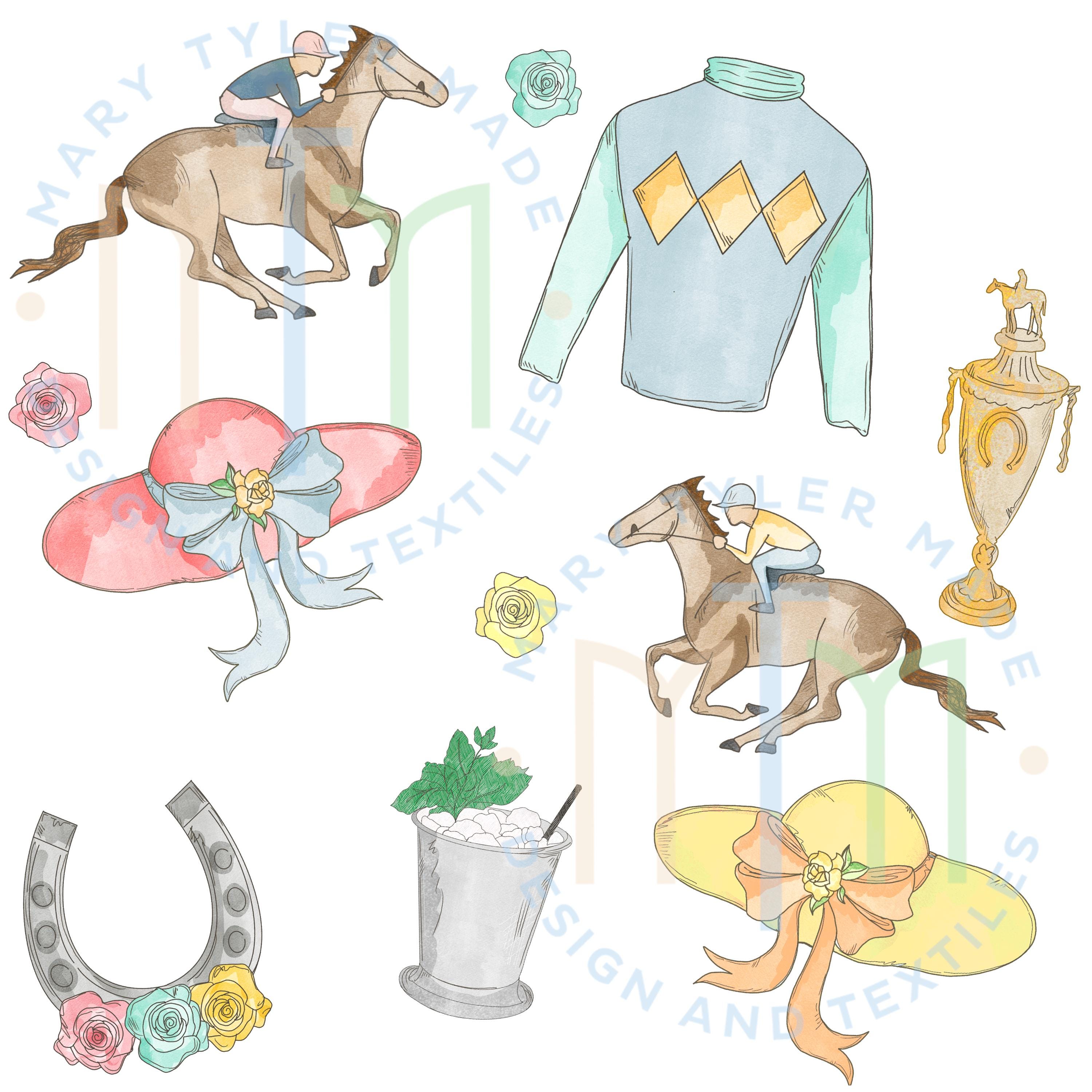 Derby Clipart Set Watercolor- Digital Clipart - Etsy