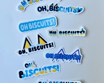 Oh Biscuits Sticker, Dog Cartoon Quote, Blue Dog Sticker, Water Bottle ...