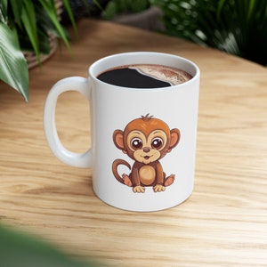 Monkey Mug, Cute Monkey Mug, Baby Monkey Mug, Funny Monkey Mug, Monkey ...