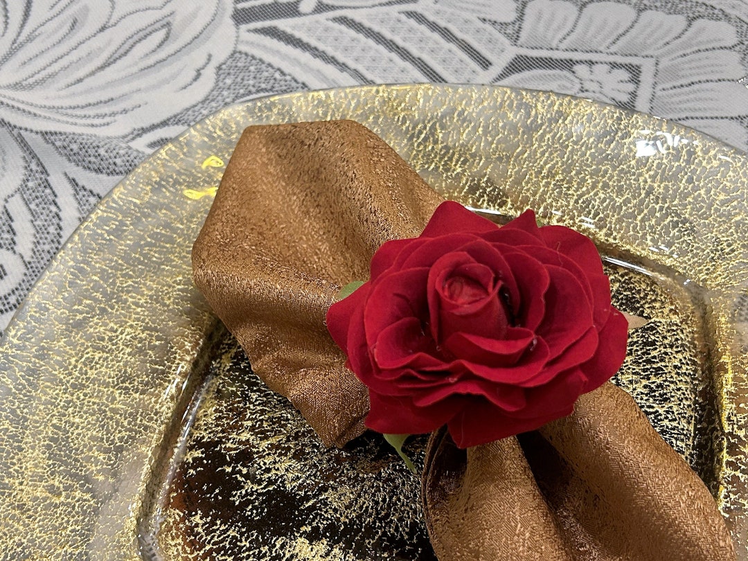 Bronze Elegance: Luxury Napkins and Napkin Rings Set 6, 12, or 24 Units ...