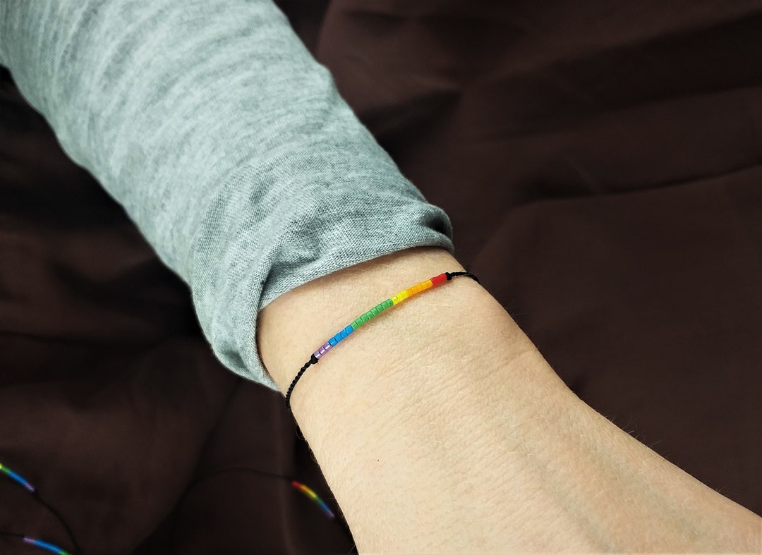Subtle LGBT Bracelet Unisex, Abstract Pride Jewelry, Tiny Beads LGBTQ ...