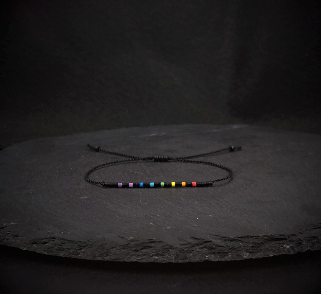 Discrete Pride Bracelet for Men and Women, Thin Rainbow Bracelet, Gay ...