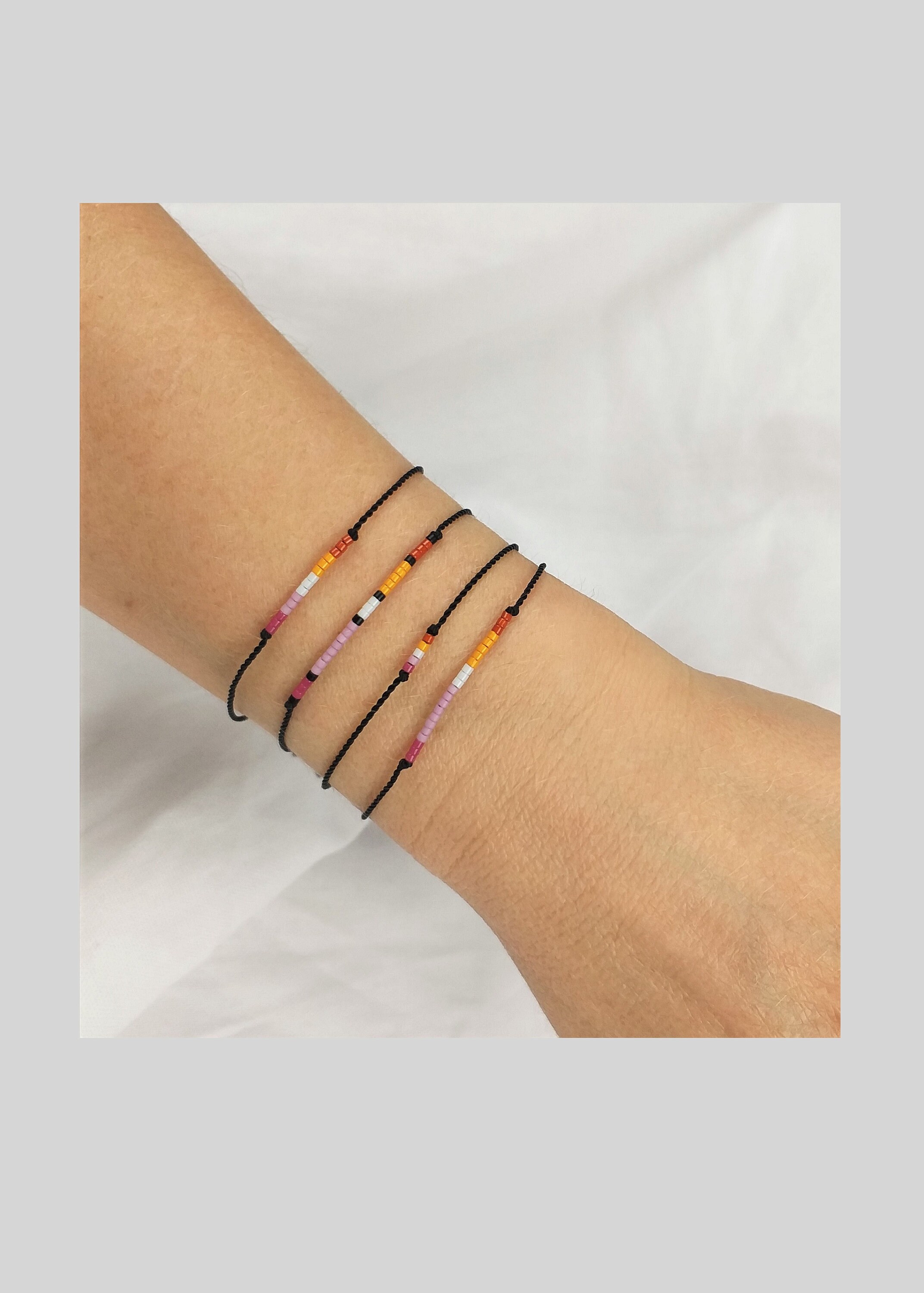 Lesbian Bracelet String LGBT Cord With Seed Beads Lesbian - Etsy