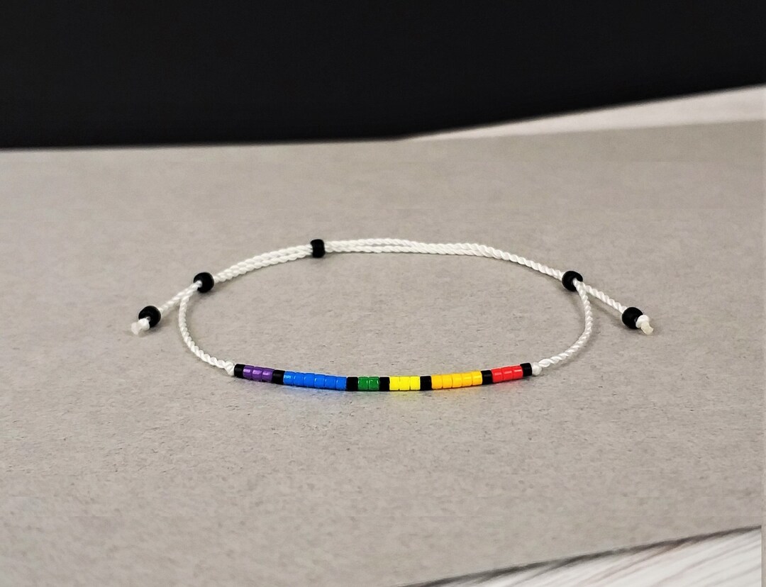 Rainbow Pride Bracelet With White String Thin LGBTQ Jewelry - Etsy