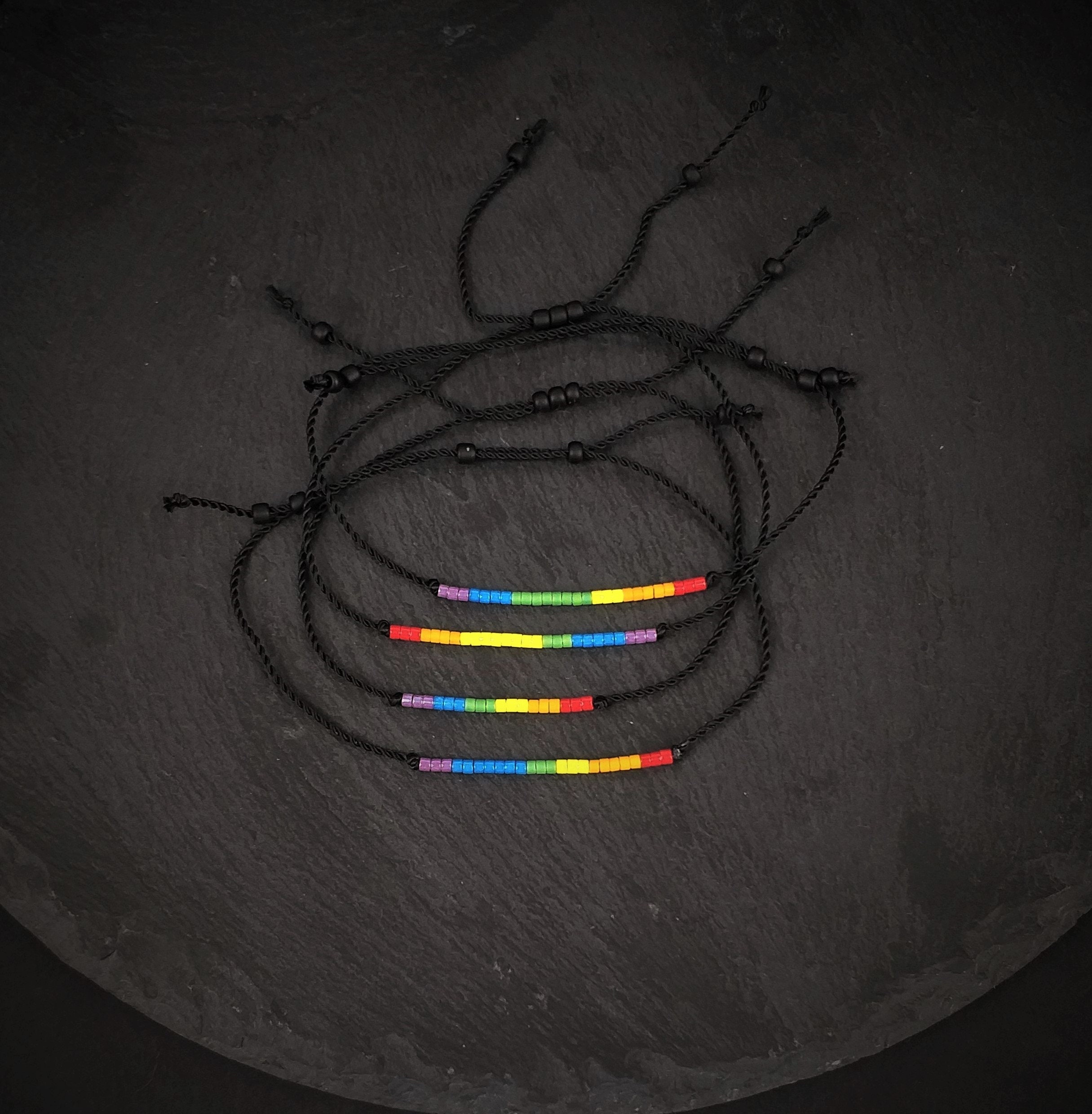Rainbow Pride Bracelet Black String Thin LGBT Cord Bracelet - Etsy