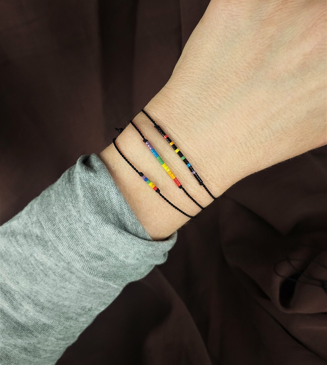 Rainbow Pride Bracelet Extra Thin Cord Dainty LGBT Bracelet - Etsy