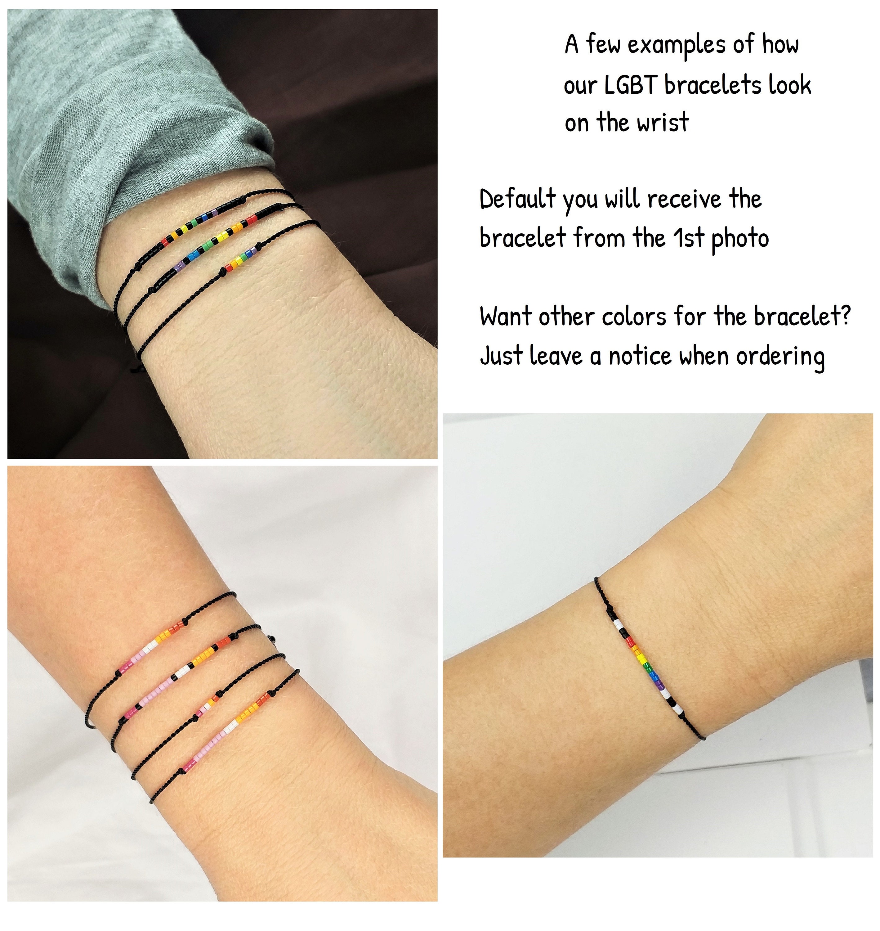 Discrete Pride Bracelet for Men and Women Thin Rainbow - Etsy