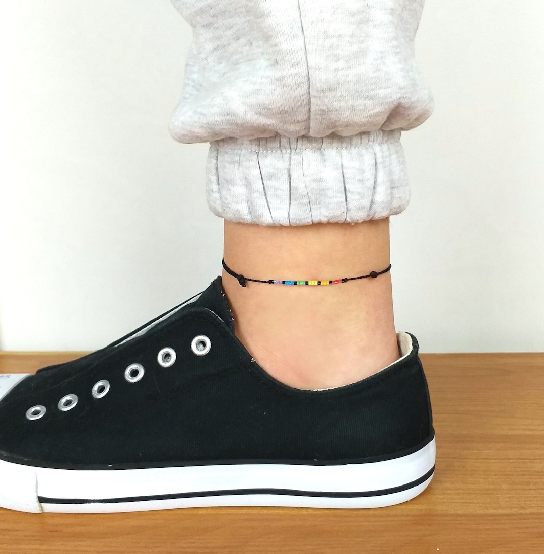 Subtle Pride Anklet Cord, Rainbow Flag Anklet String, Gay Pride Jewelry Unisex, Subtle LGBT ...