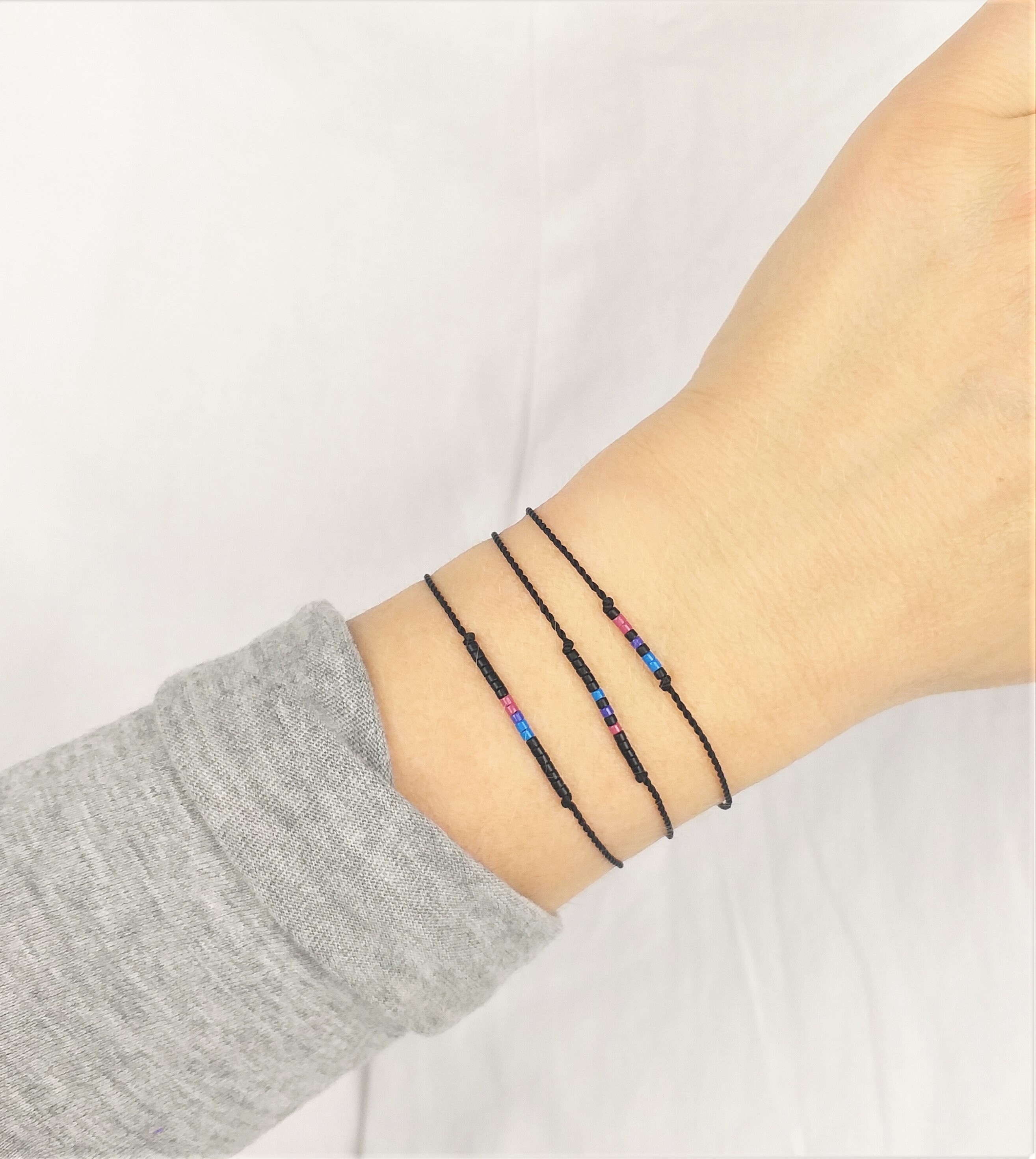 Small Bisexual Colors Bracelet, Subtle LGBT Cord Bracelet, Bi Pride ...