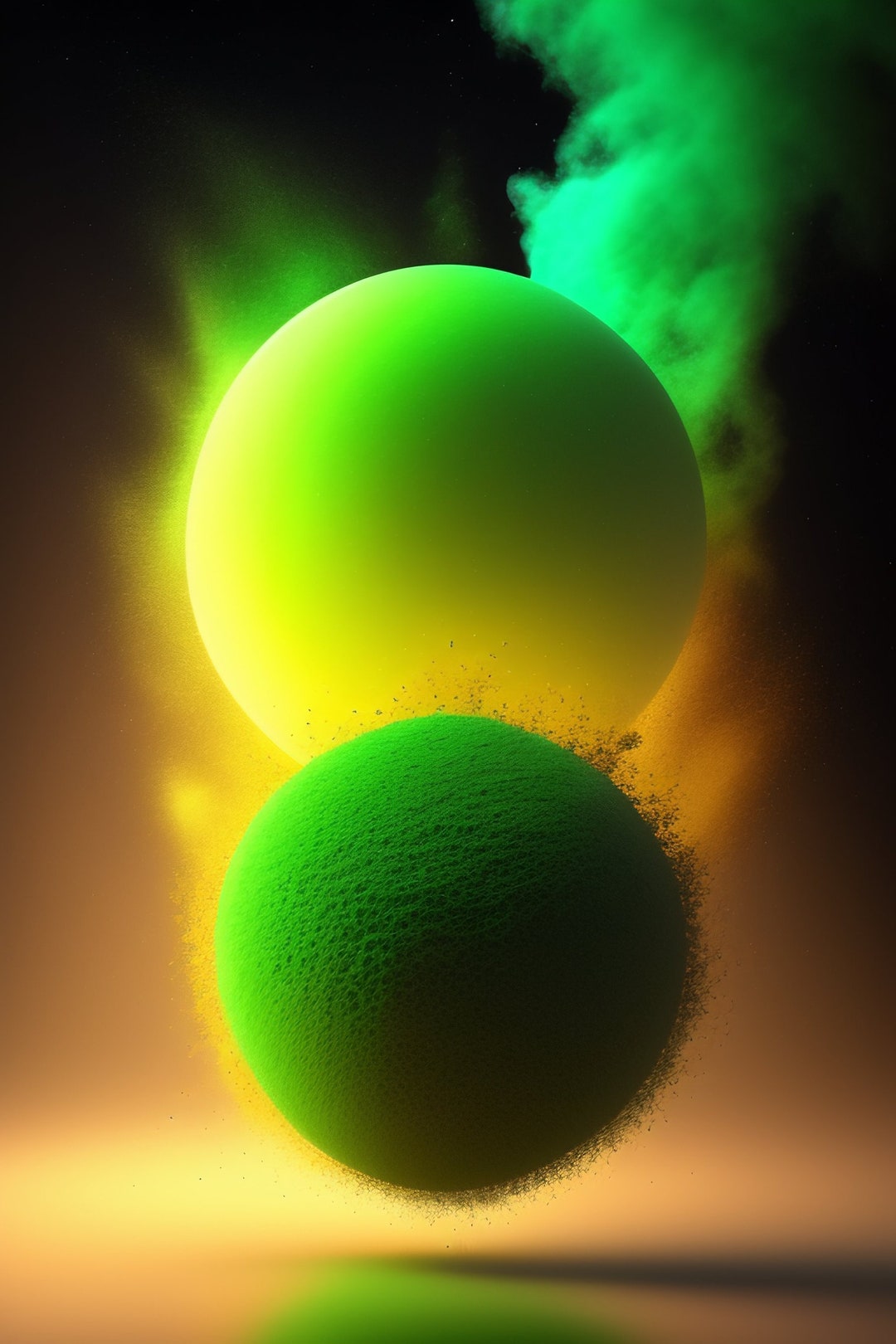 Two Green Ball Colapse: Digital Art - Etsy