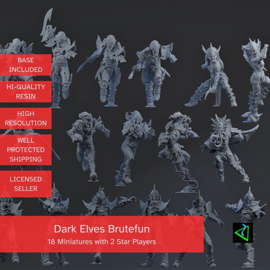 Dark Elves Team Fantasy Football Brutefun Miniatures - Etsy
