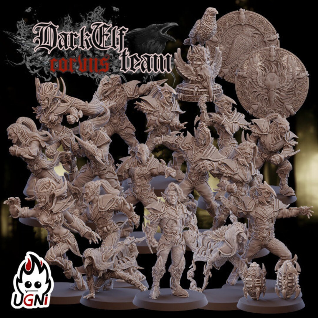 Dark Elf Team Corvus Cabal Fantasy Football UGNI Miniatures - Etsy ...