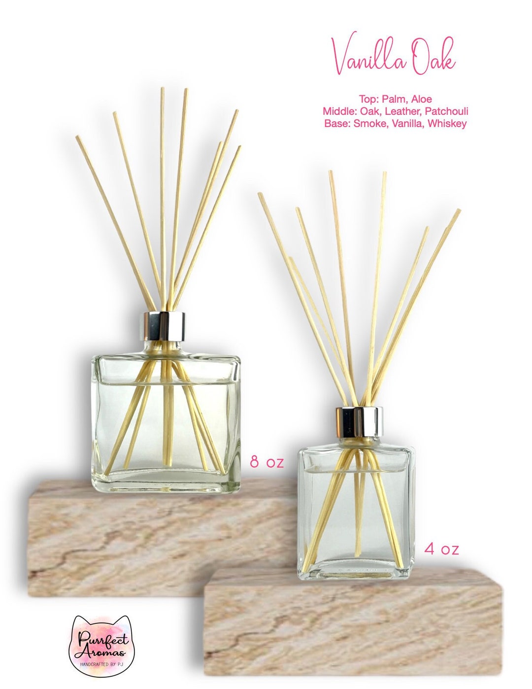 Reed Diffuser Vanilla Oak choice of Size Palm, Aloe, Oak, Leather ...