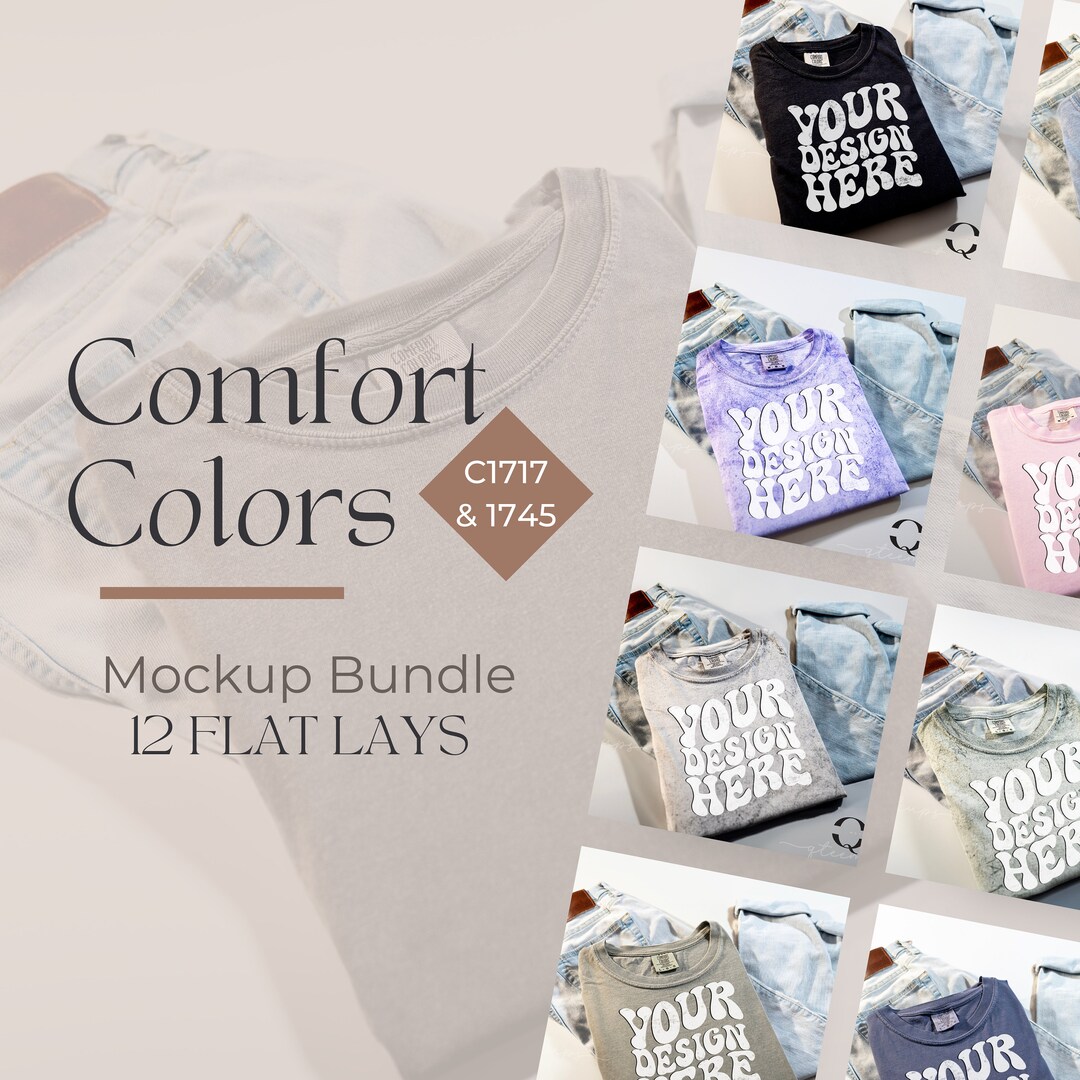 Comfort Colors Shirt Mockup, Simple Mockup Bundle, Flat Lay Mock up ...
