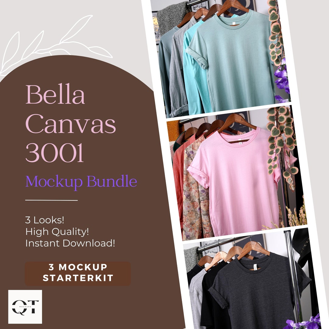 Bella Canvas 3001 T-shirt Mockup Bundle, Bella Canvas Pink, Bella ...