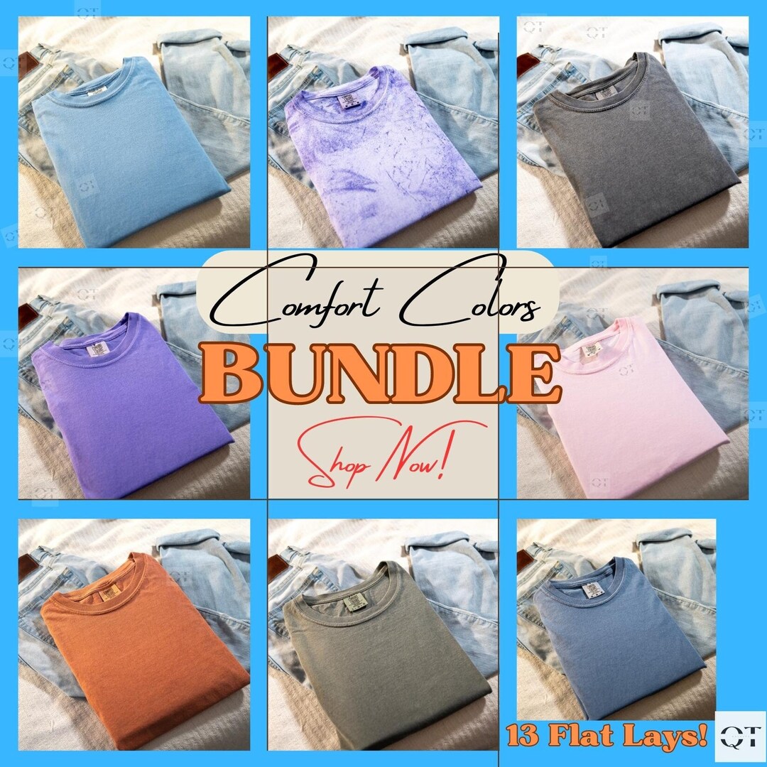 Comfort Colors Shirt Mockup, Mockup Bundle, Flat Lay Mock up Bundles, T ...