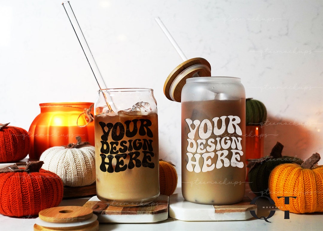 Libbey Glass Can Mockups, Fall Mockup, Halloween Cup Mockup, Group ...