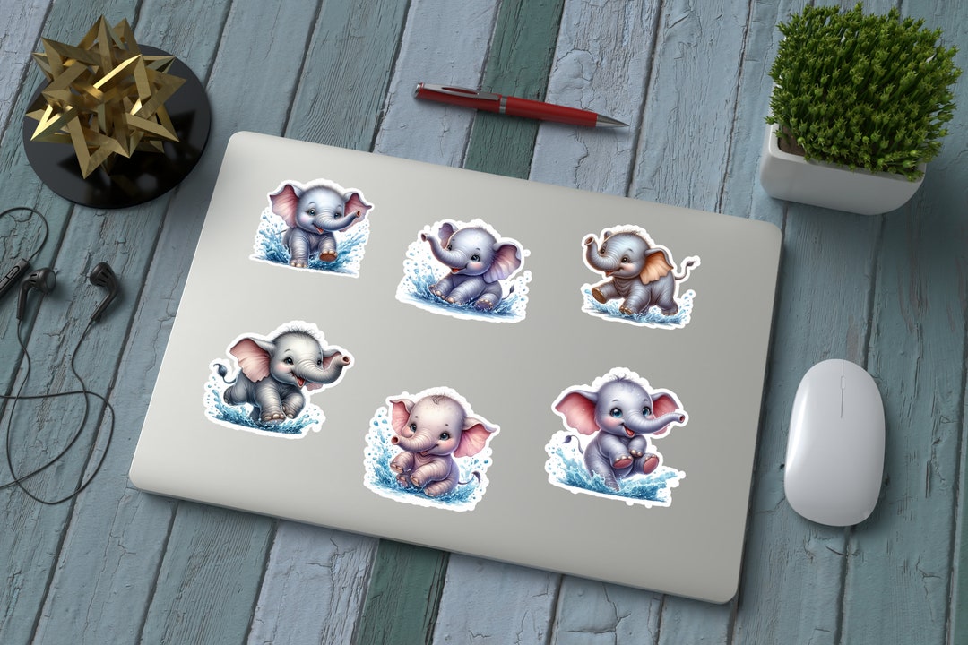 Cute Baby Elephant Stickers Elephants Vinyl Decals Bundle Set of 6 - Etsy