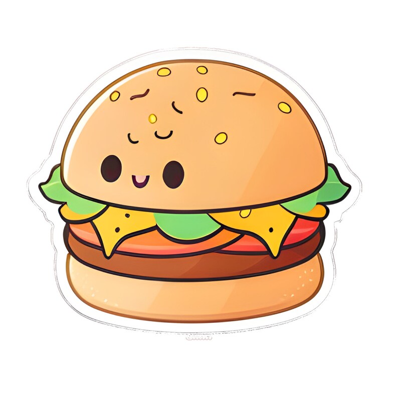 Burger Bliss: Adorable Cartoon Burger Sticker Sheet 9 Stickers - Etsy