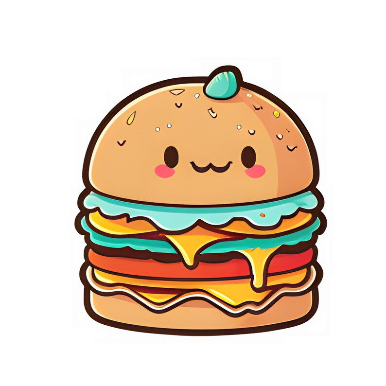 Burger Bliss: Adorable Cartoon Burger Sticker Sheet 9 Stickers - Etsy