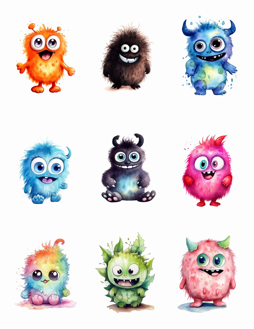 Charming Baby Monster Sticker Set Set of 9 Adorable and Colourful ...
