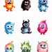 Charming Baby Monster Sticker Set Set of 9 Adorable and Colourful ...