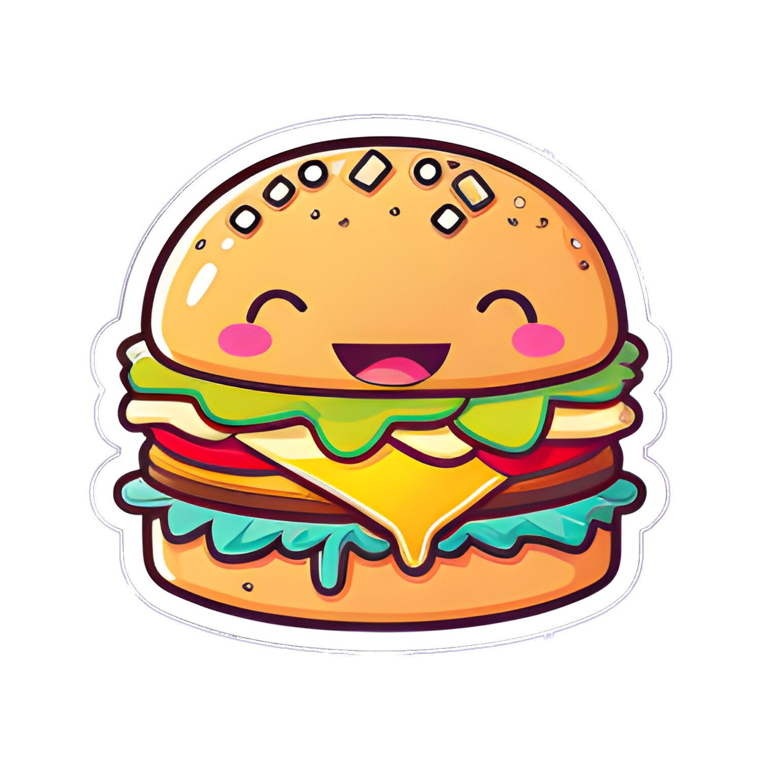 Burger Bliss: Adorable Cartoon Burger Sticker Sheet 9 Stickers - Etsy