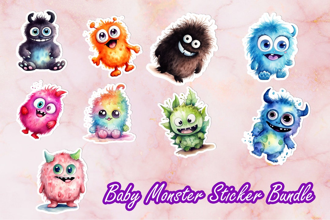 Charming Baby Monster Sticker Set - Set of 9 Adorable, Cute and ...