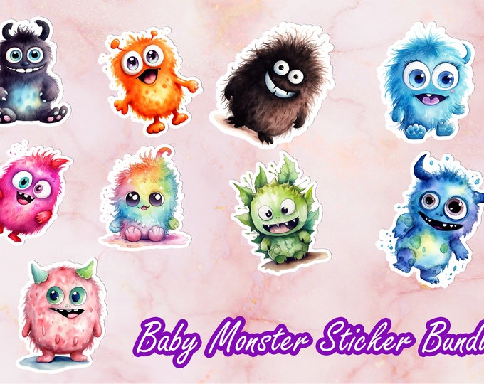Charming Baby Monster Sticker Set Set of 9 Adorable, Cute and Colourful ...