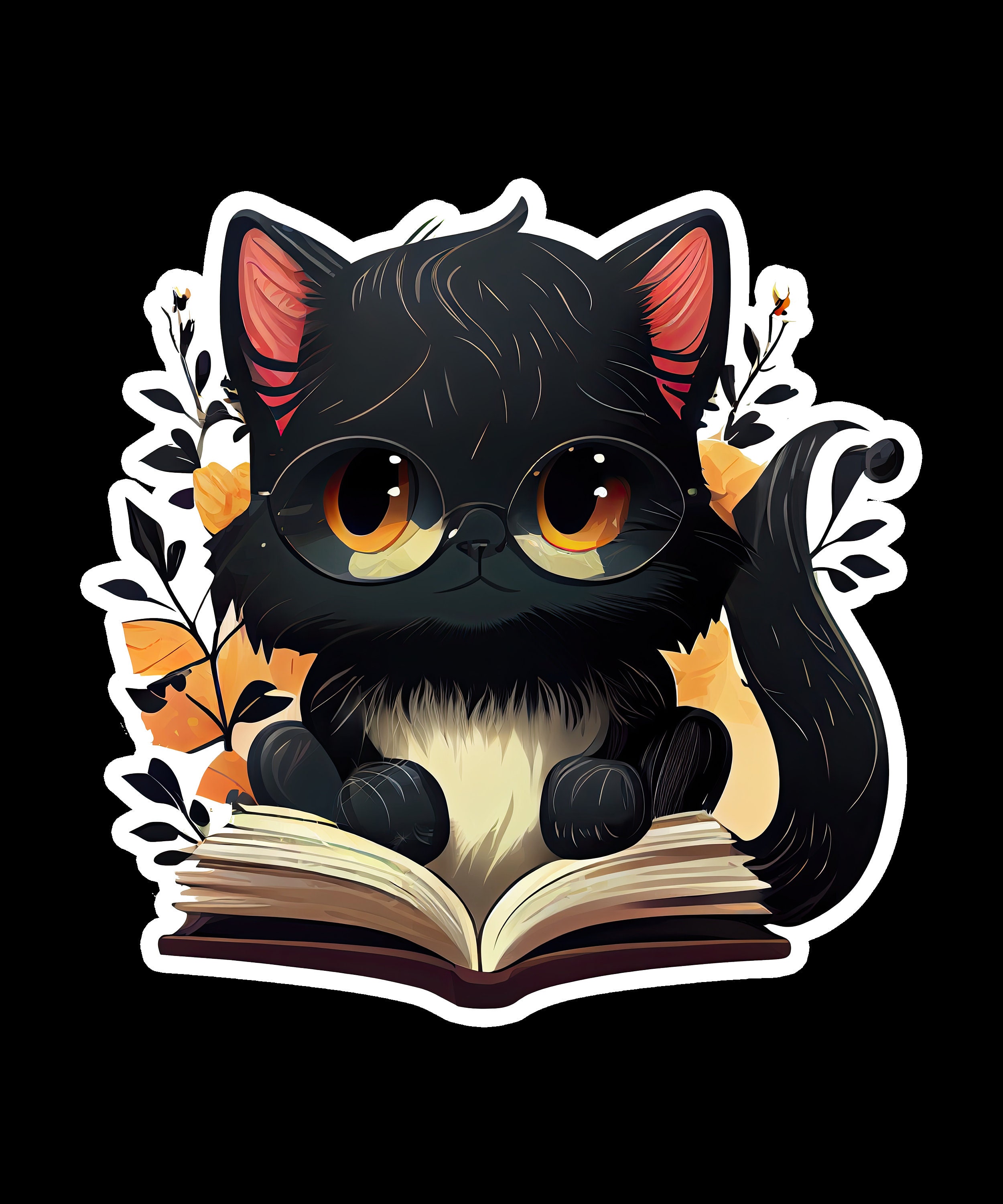 Kawaii Cute Bookworm Cats Sticker Sheet - Etsy