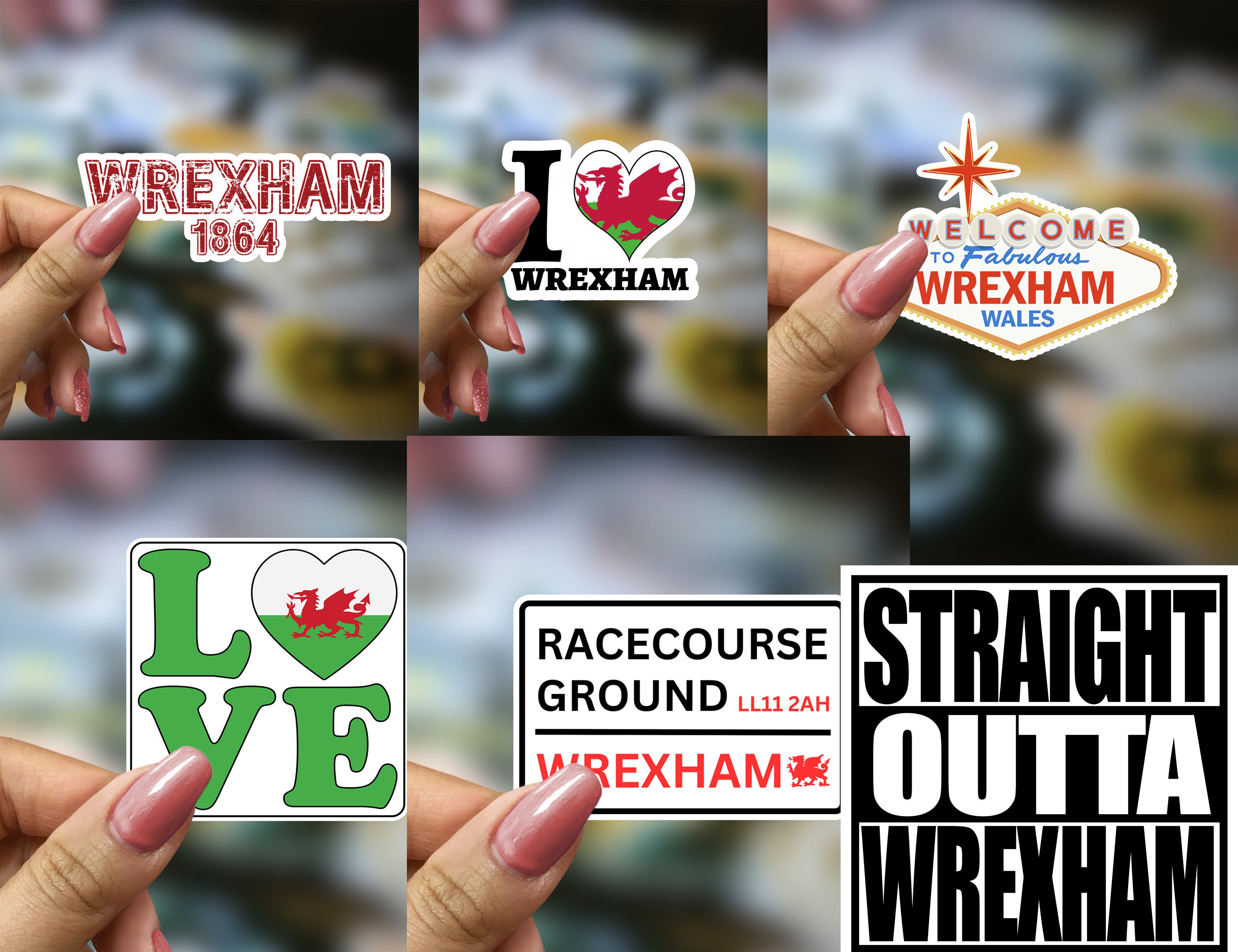 6 X Wrexham Stickers I Love Wrexham Wales Welcome to Wrexham Straight ...