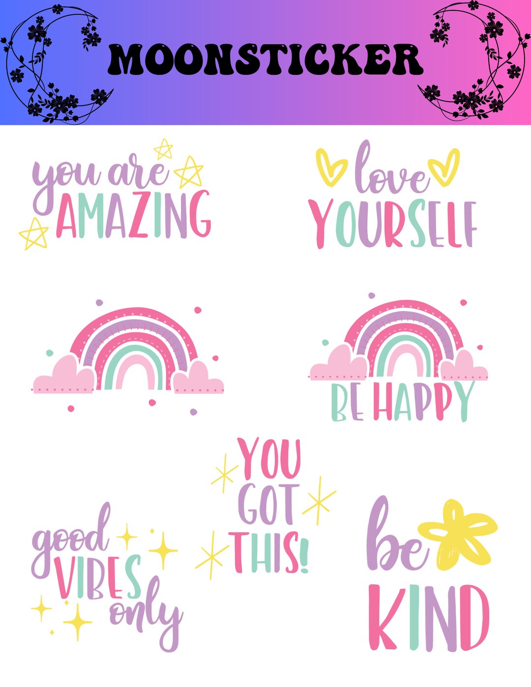 Motivational Positive Quotes Sticker Sheet - Etsy