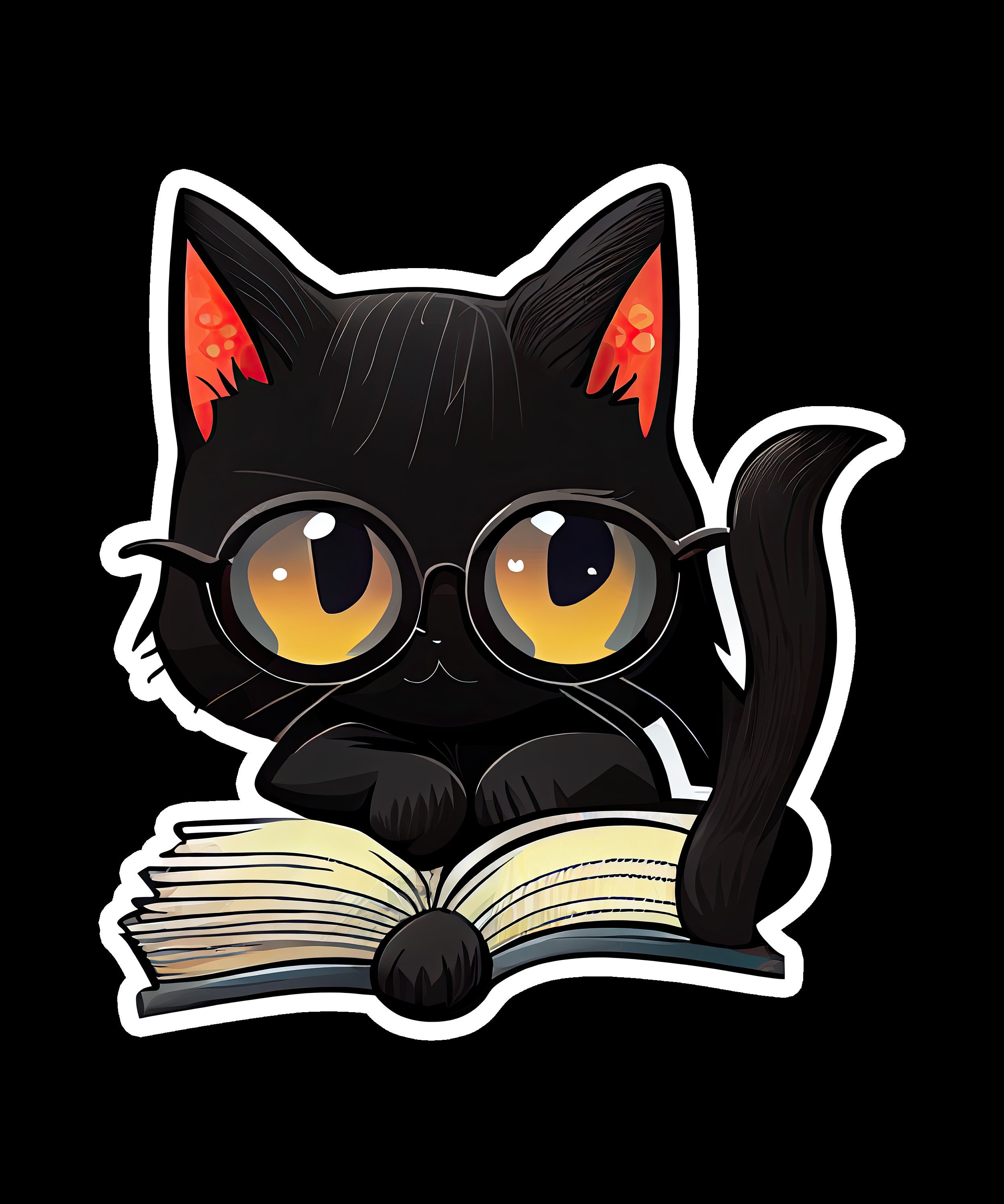 Kawaii Cute Bookworm Cats Sticker Sheet - Etsy