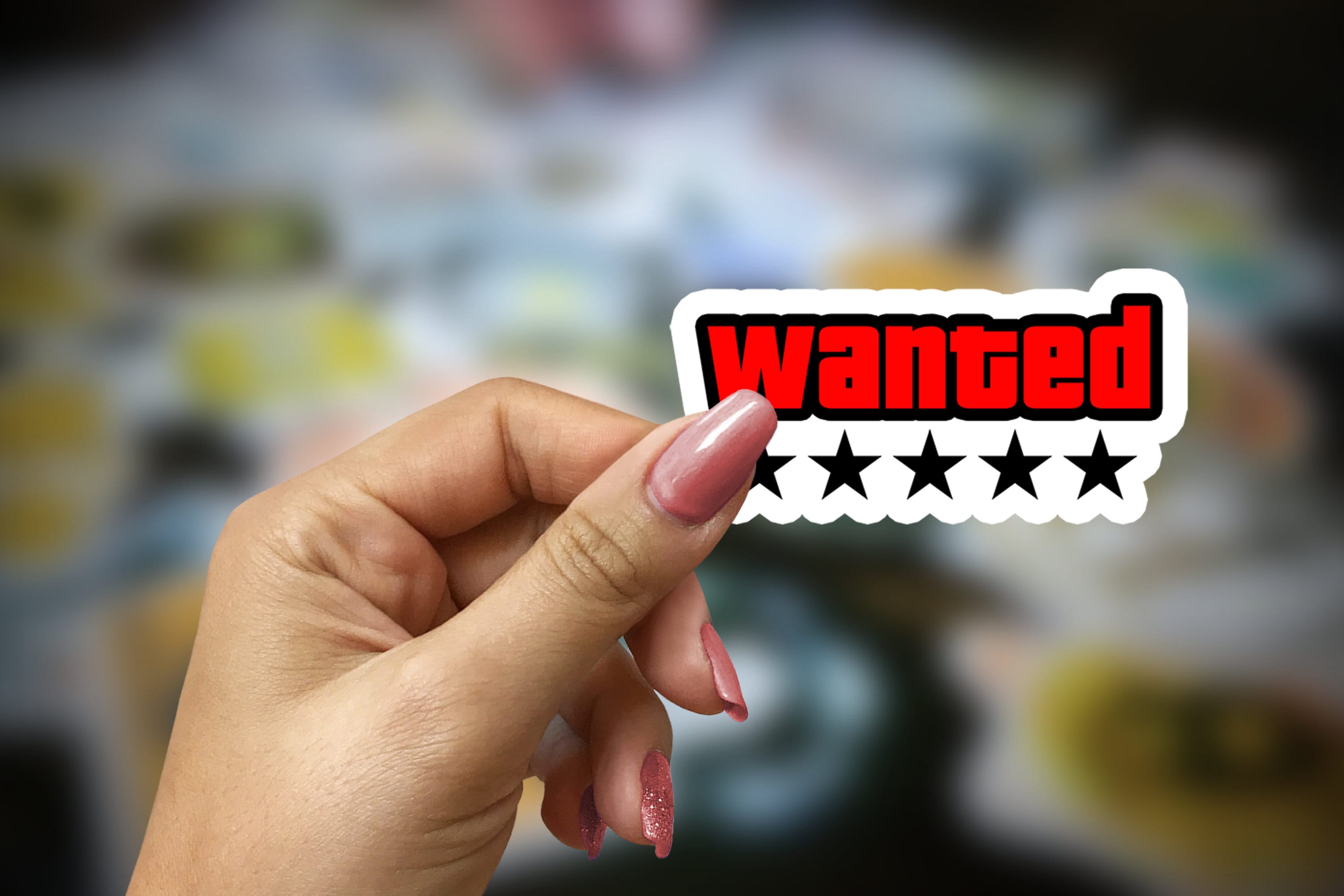 Grand Theft Auto GTA Wanted Sticker Decal Fan Art Gamer Laptop Sticker ...