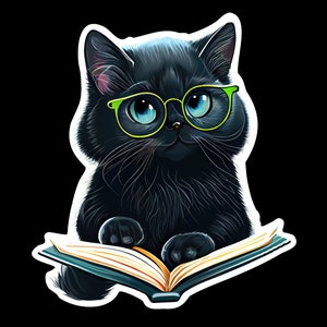 Kawaii Cute Bookworm Cats Sticker Sheet - Etsy