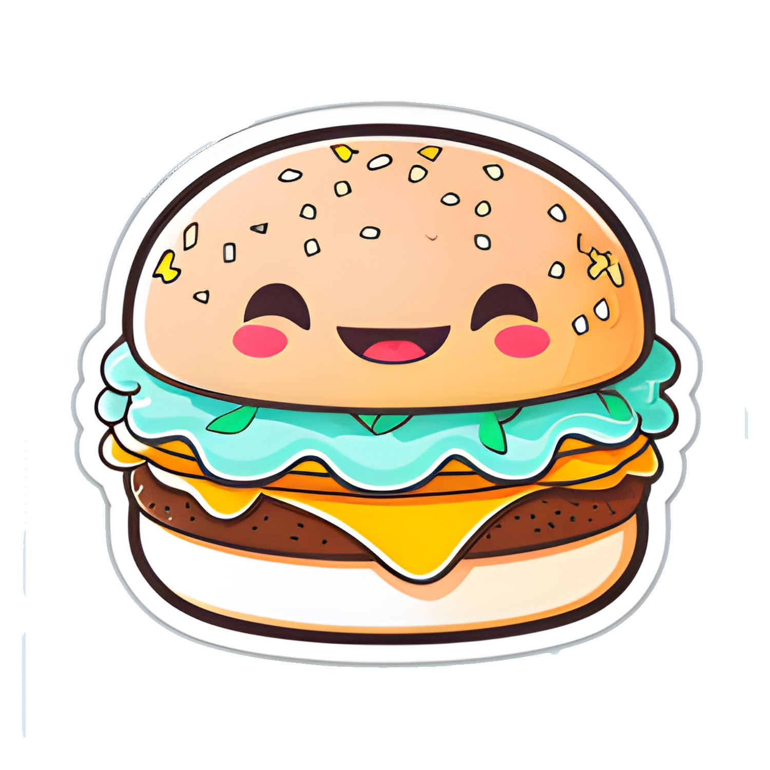 Burger Bliss: Adorable Cartoon Burger Sticker Sheet 9 Stickers - Etsy