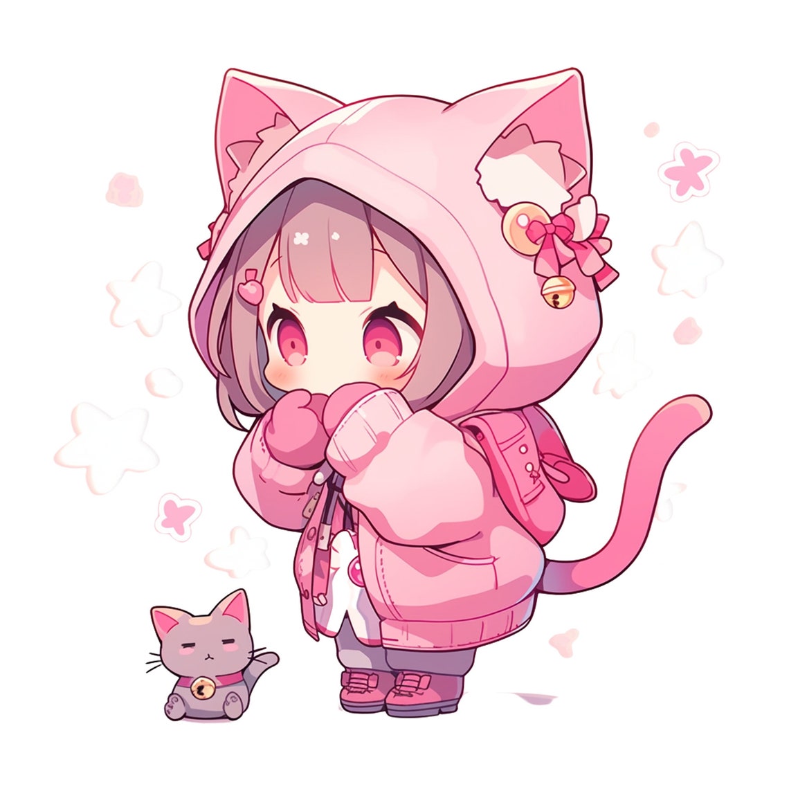 Anime Stickers Super Cute Anime Kawaii Girl Sticker Decal Set Of 4 Handmade Glossy Or Matte Etsy