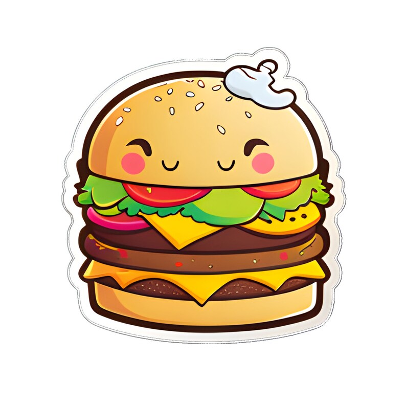 Burger Bliss: Adorable Cartoon Burger Sticker Sheet 9 Stickers - Etsy