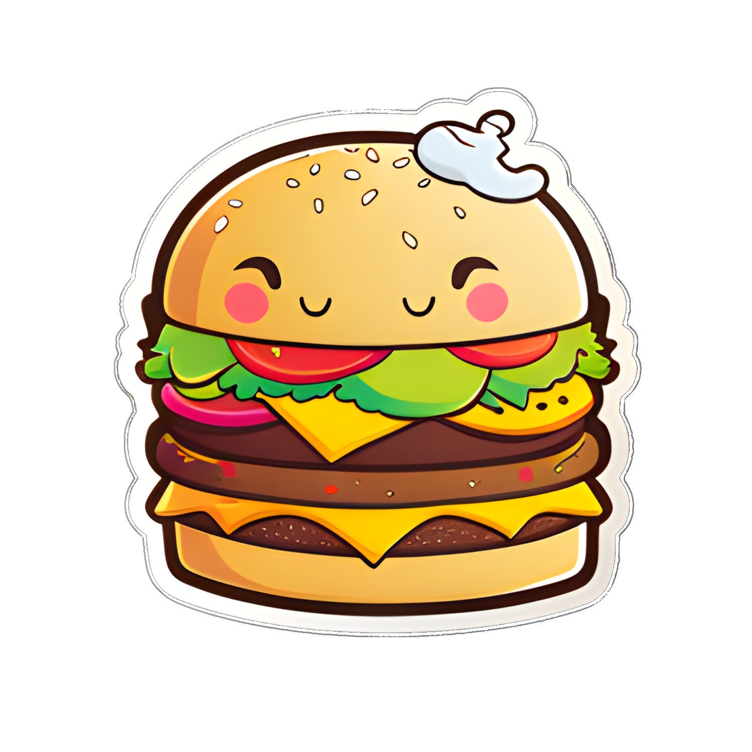 Burger Bliss: Adorable Cartoon Burger Sticker Sheet 9 Stickers - Etsy