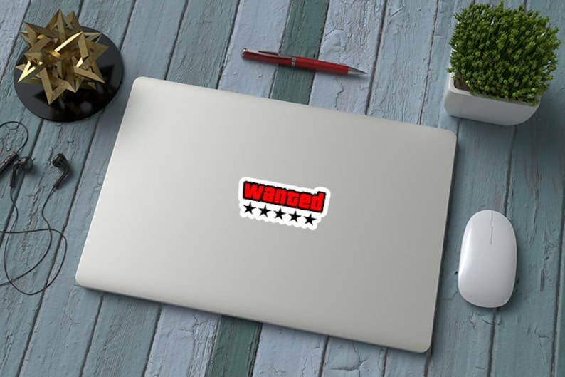 Grand Theft Auto GTA Wanted Sticker Decal Fan Art Gamer Laptop Sticker ...