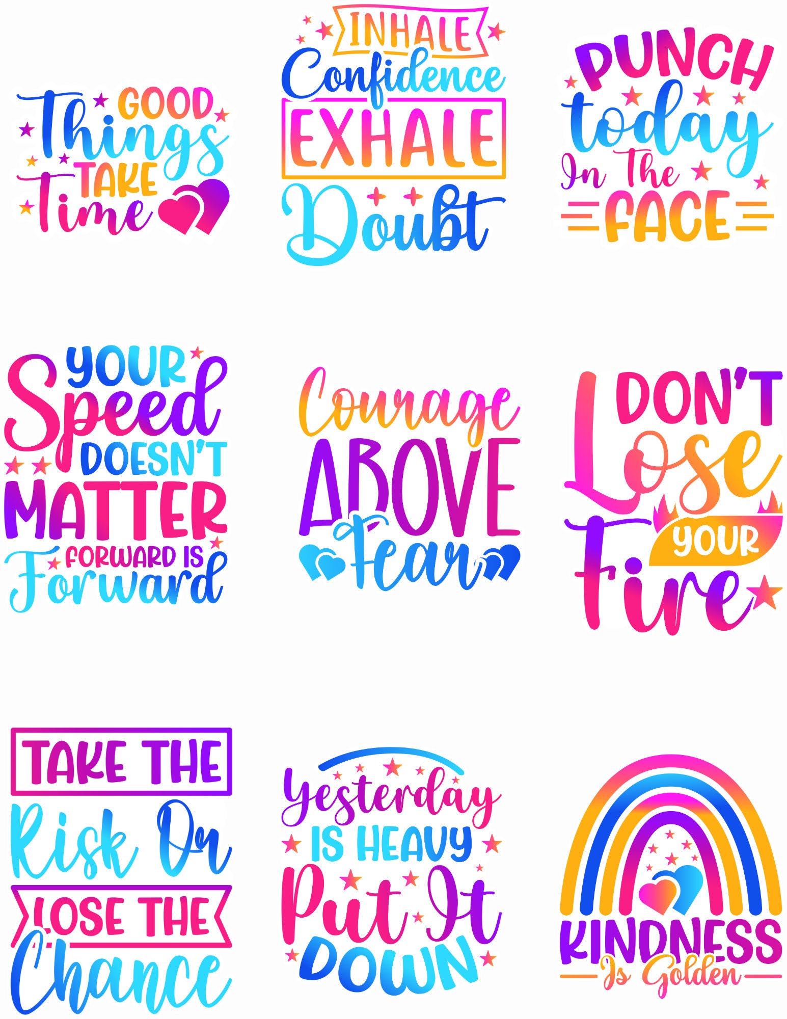 Motivational Bliss: Set of 9 Inspirational Stickers for a Daily Dose of ...