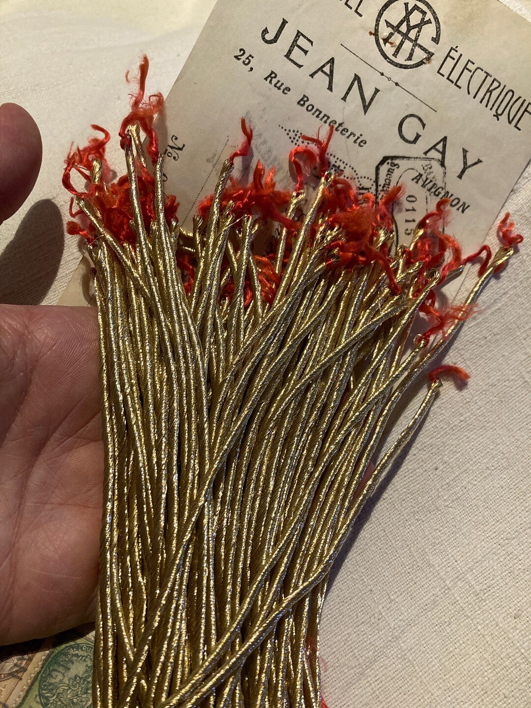 Antique Gold Metal and Silk Embroidery or Beading Thread. From ...