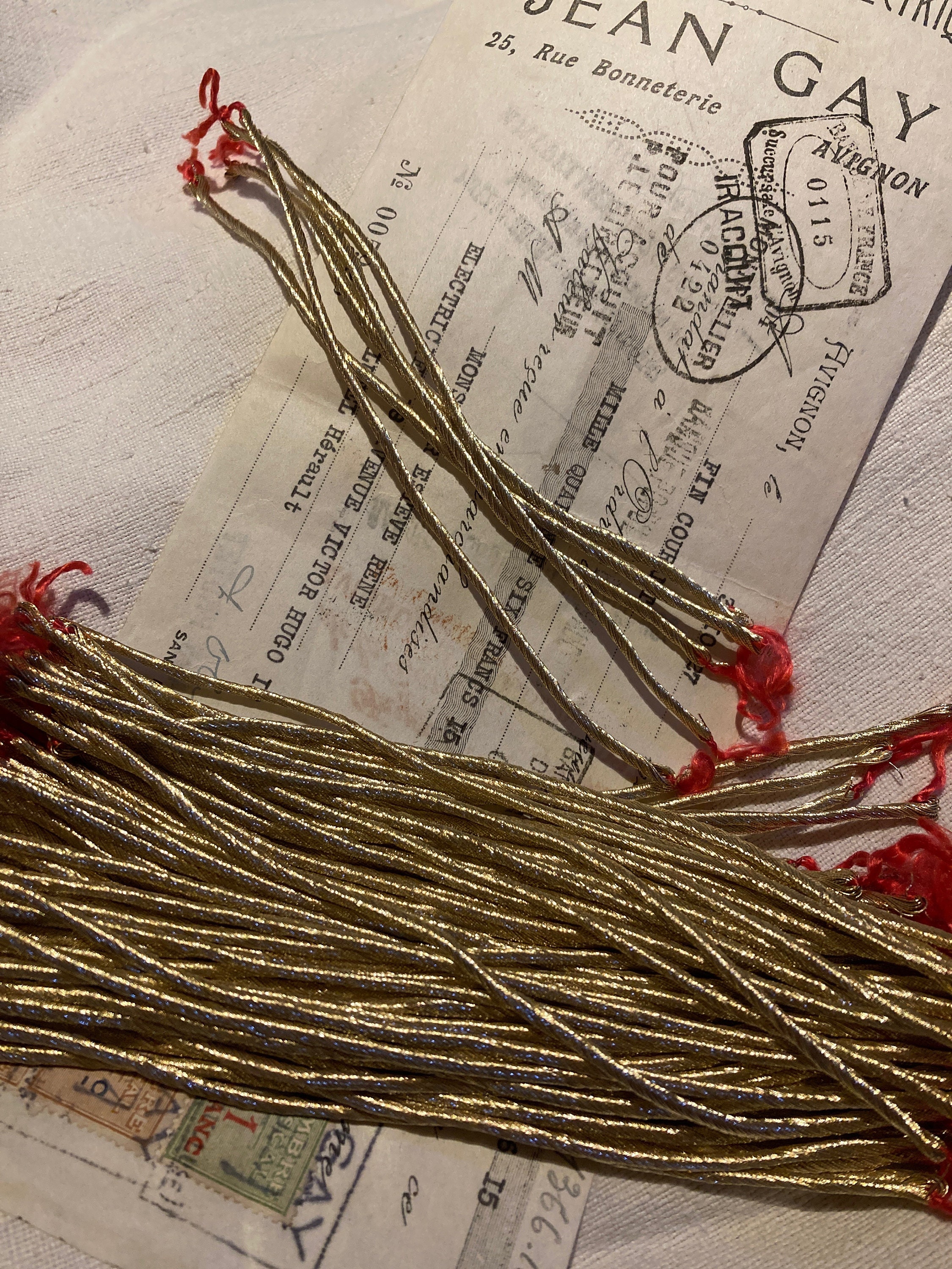 Antique Gold Metal and Silk Embroidery or Beading Thread. From ...