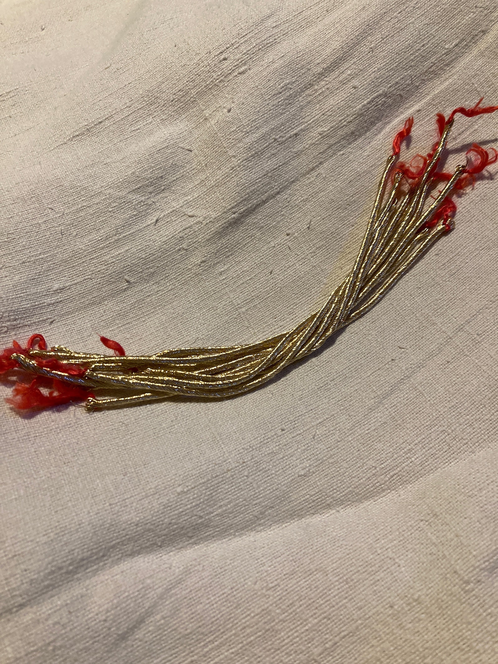 Antique Gold Metal and Silk Embroidery or Beading Thread. From ...