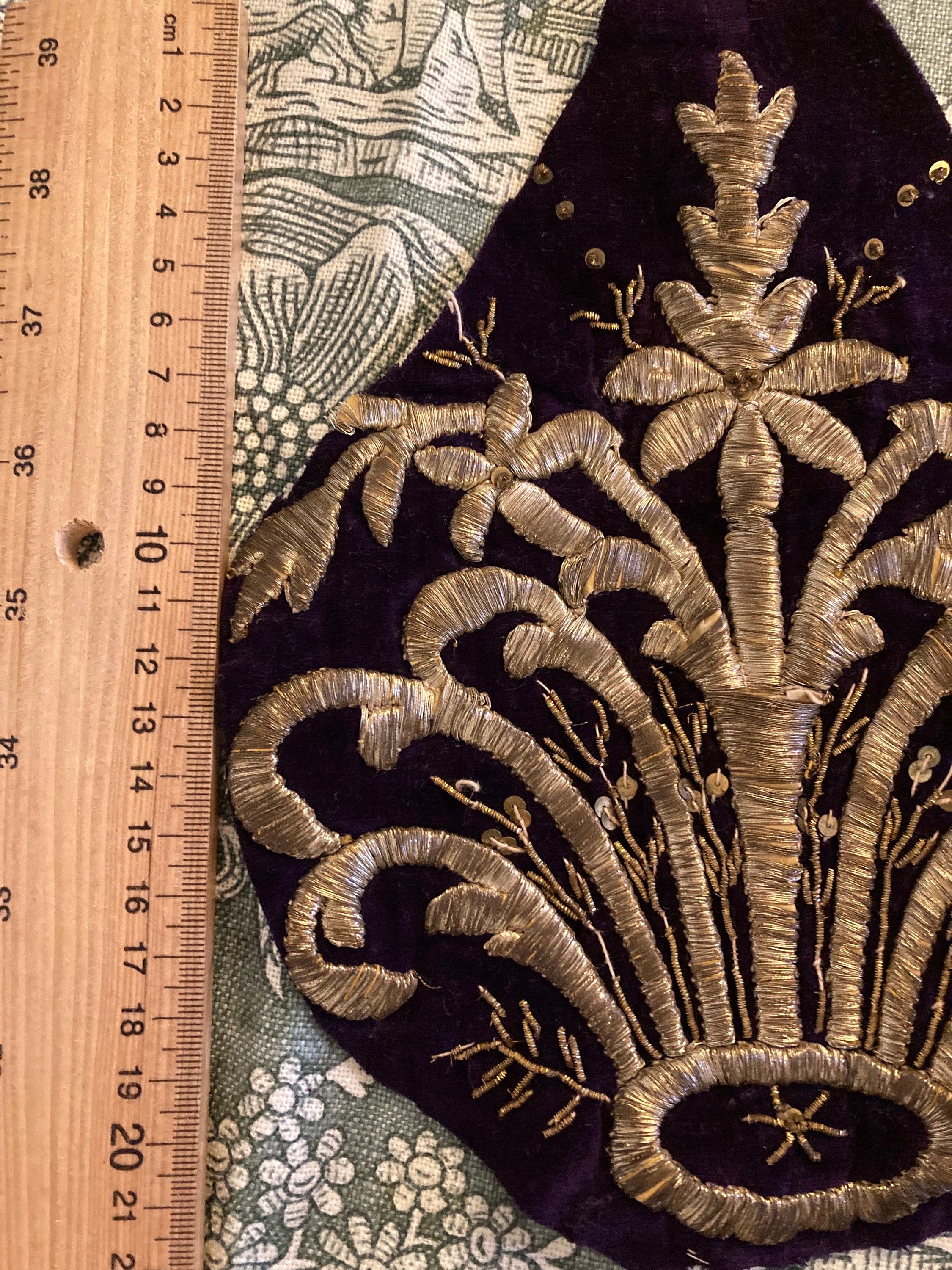 Large 19th Century Antique Gold Metal Thread Appliqué. - Etsy