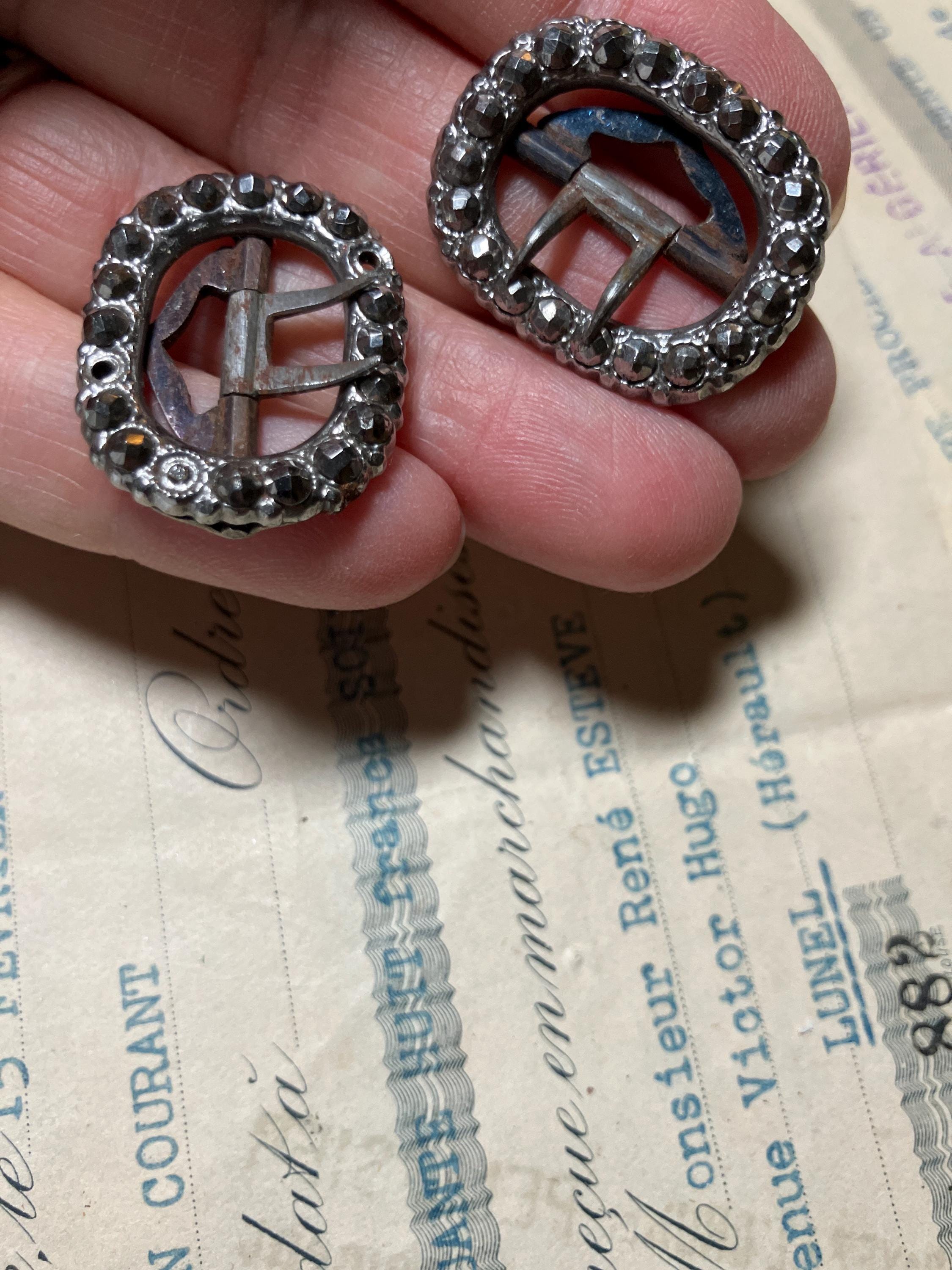 Pair of Antique Georgian Marquesite Small Buckles 2.5cm - Etsy