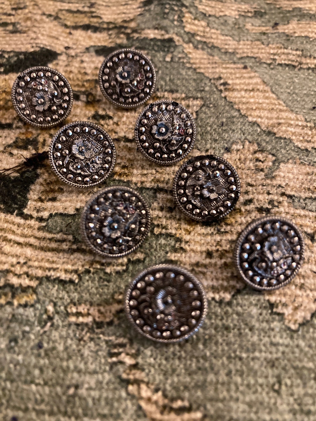 Set of 8 Antique Marquesite Buttons 1cm - Etsy