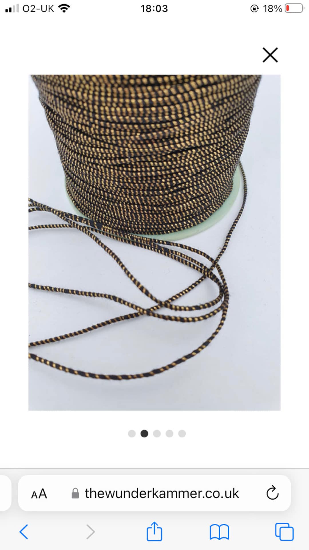 3m of Antique Embroidery or Beading Thread. Black Silk Wrapped in Gold ...